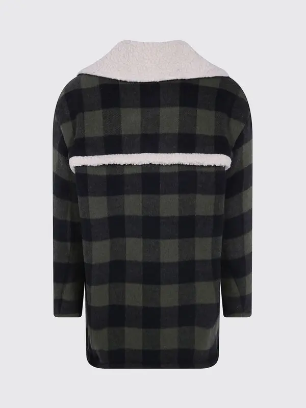 N° 21 Short Check Wool-blend Coat With Faux-fur Collar