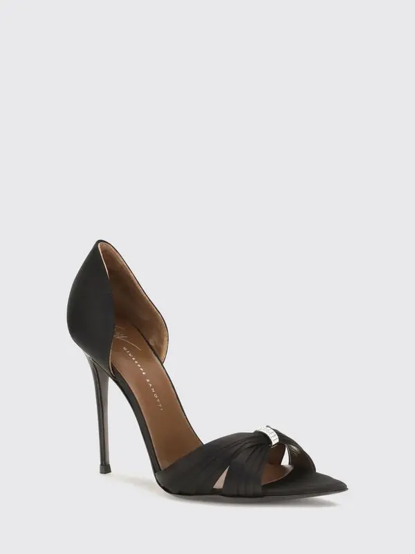 GIUSEPPE ZANOTTI Lumiere Rhinestone Embellished Satin Mule Sandals - Black