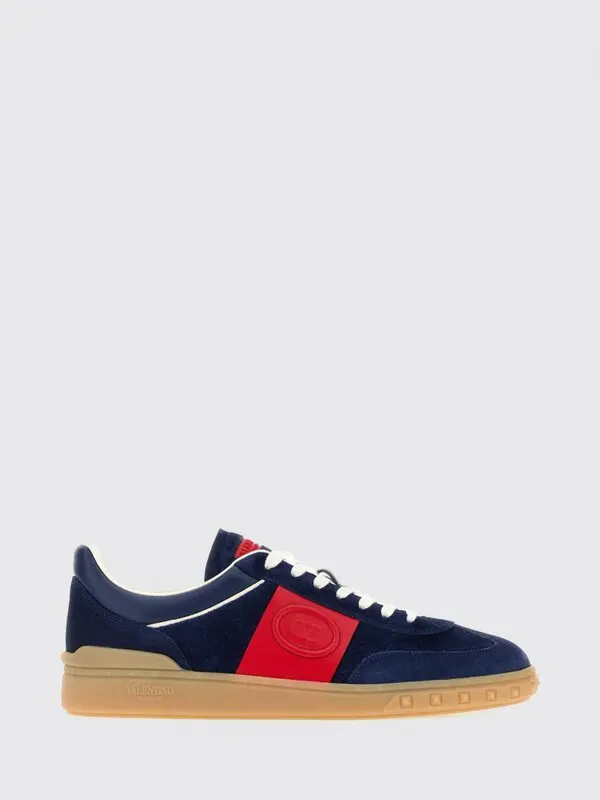Valentino Garavani Upvillage Suede And Calfskin Low-top Trainers With Vlogo - Blue