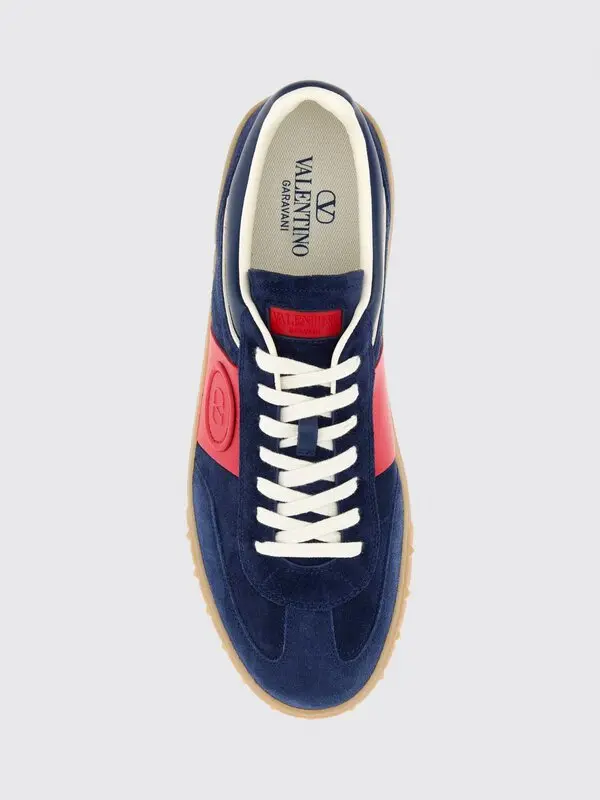 Valentino Garavani Upvillage Suede And Calfskin Low-top Trainers With Vlogo - Blue