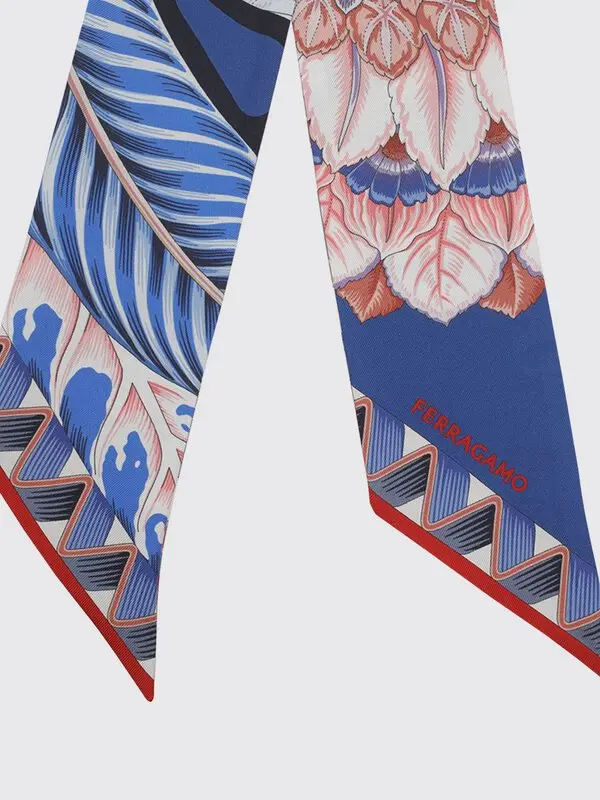 FERRAGAMO All-over Floral Print Pure Silk Bandeau Scarf