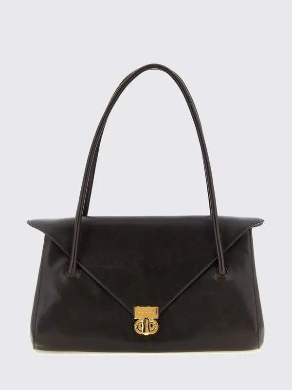 Marni Calfskin Leather Shoulder Bag - Brown