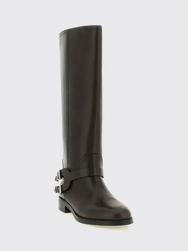 Pinko Knee-high Biker Boots In Smooth Leather - Black 1