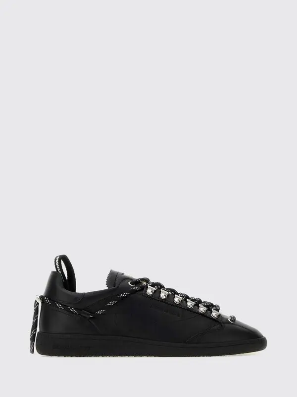 Dsquared2 Rebels Embossed Logo Smooth Calf Leather Trainers - Black