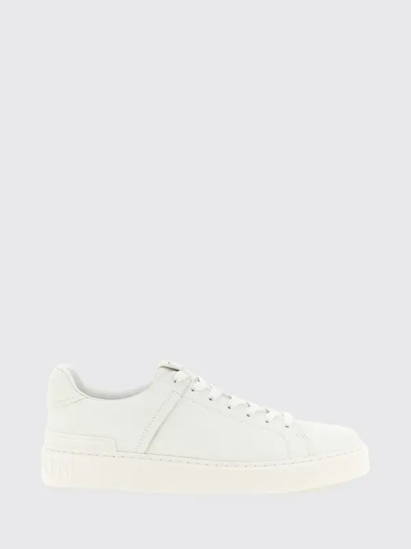 Balmain B-court Bicolour Smooth Calf Leather Trainers - White 1