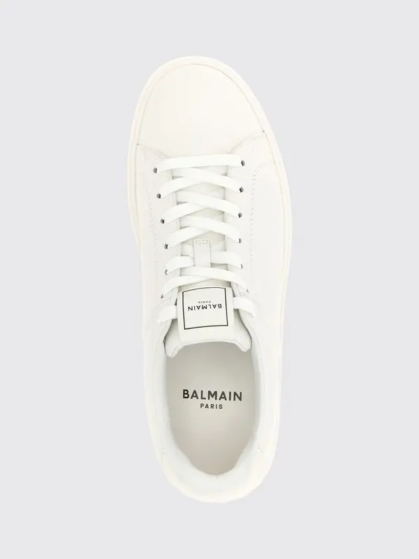 Balmain B-court Bicolour Smooth Calf Leather Trainers - White 1