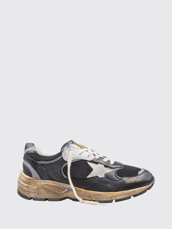 GOLDEN GOOSE Dad-star Leather And Mesh Trainers With Distressed Effect - Black