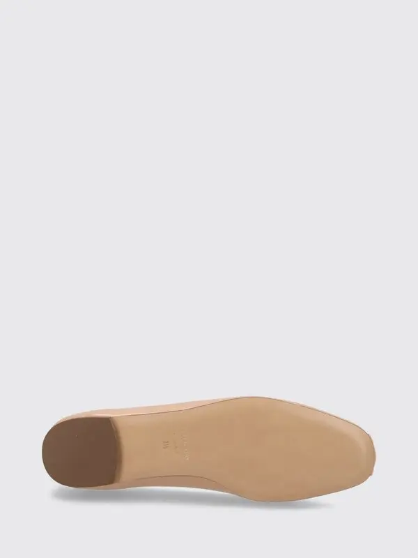 FERRAGAMO Patent Leather Buckled Ballerina Flats - Beige