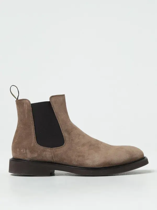 DOUCAL'S Suede Chelsea Boots With Rear Pull Tab - Beige