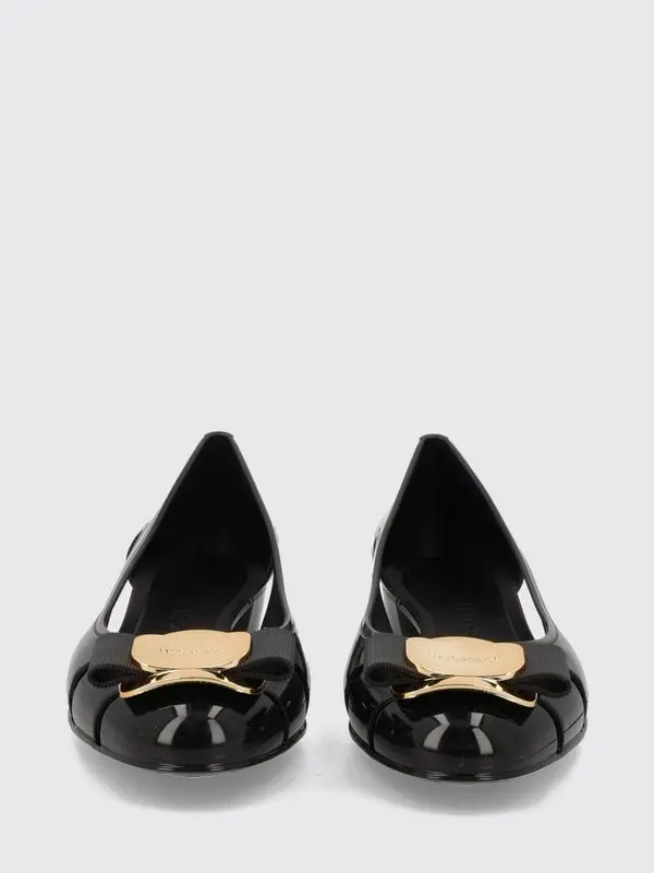 FERRAGAMO Ballet Flats With Gancini Buckle - Black