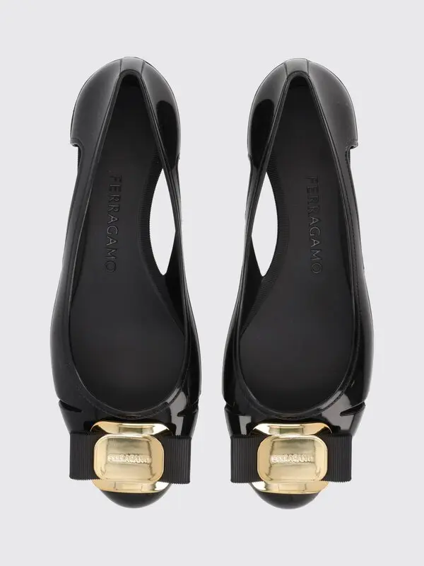 FERRAGAMO Ballet Flats With Gancini Buckle - Black