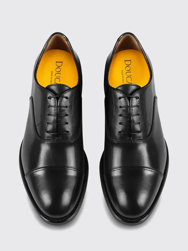 DOUCAL'S Smooth Calfskin Oxford Shoes With Leather And Rubber Sole - Black