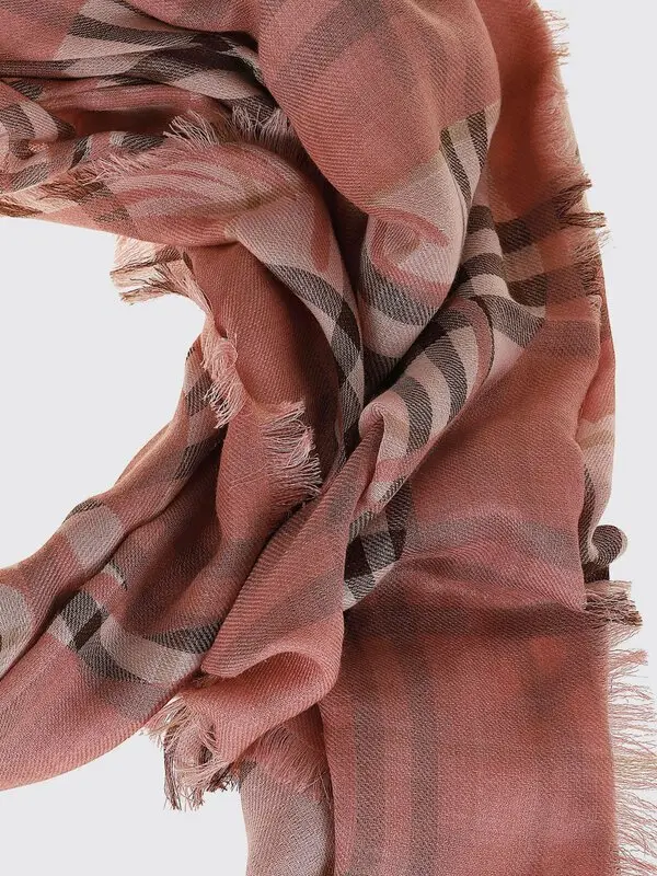 Burberry Check Pattern Wool And Silk-blend Scarf