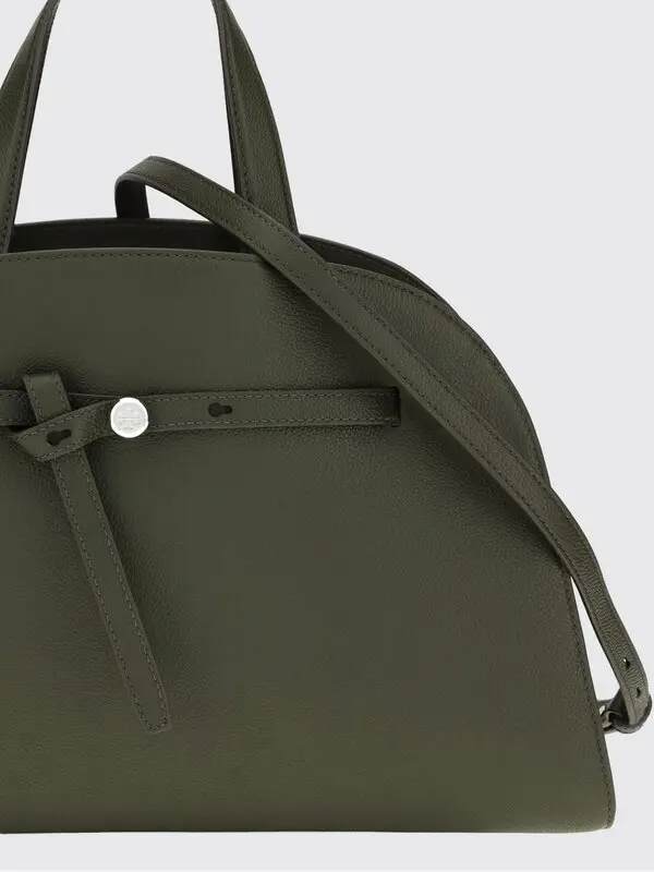 Tory Burch Romy Grained Leather Handbag With Double T Logo And Shoulder Strap - Green