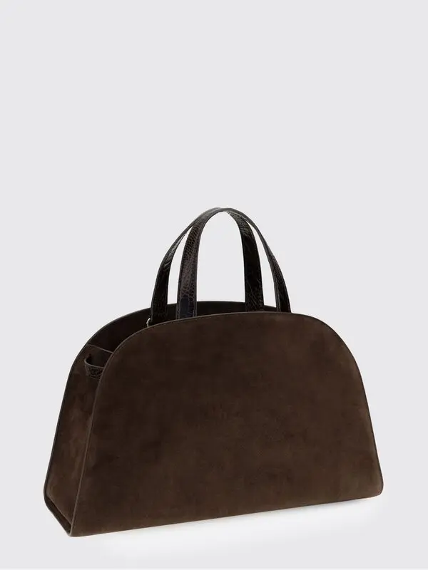 Tory Burch Romy Leather And Suede Tote Bag With Metal Double T Logo