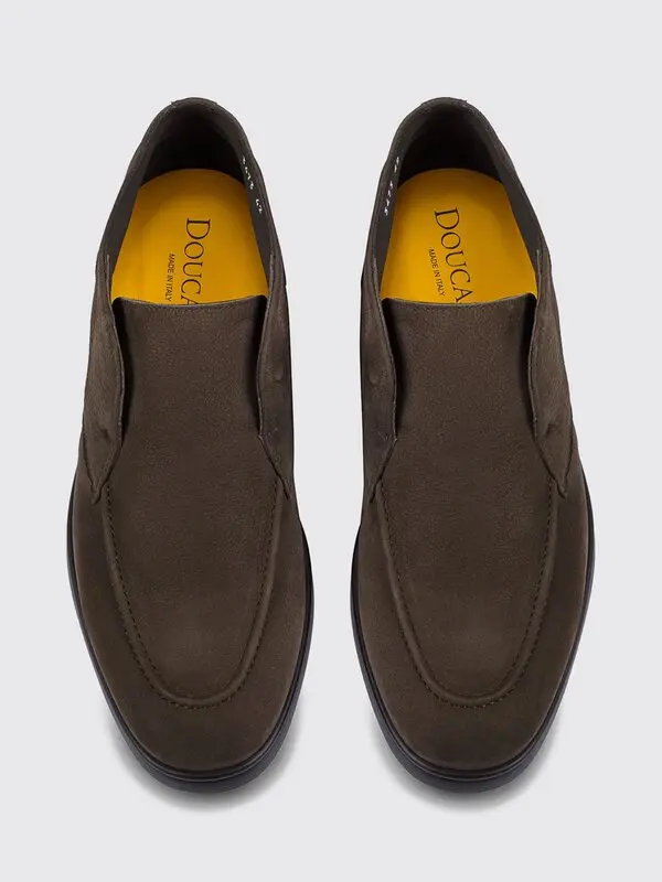DOUCAL'S Suede Calfskin Chukka Boots With Raised Apron Toe - Mahogany