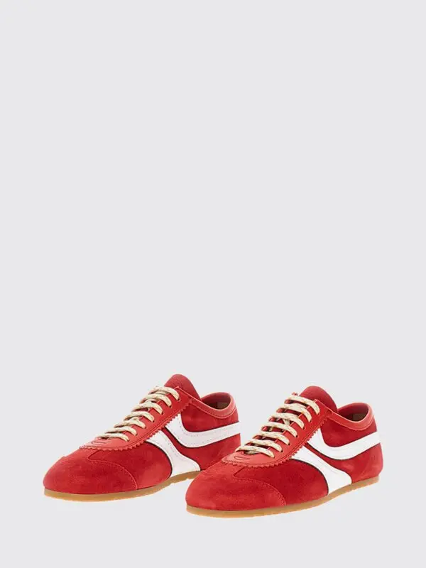 Dries Van Noten Two-tone Suede And Smooth Leather Low-top Sneakers - Red