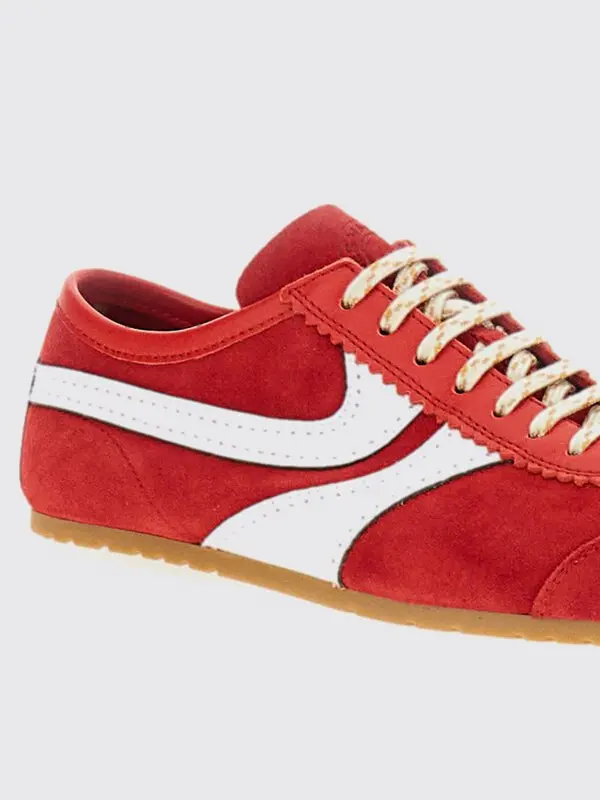 Dries Van Noten Two-tone Suede And Smooth Leather Low-top Sneakers - Red
