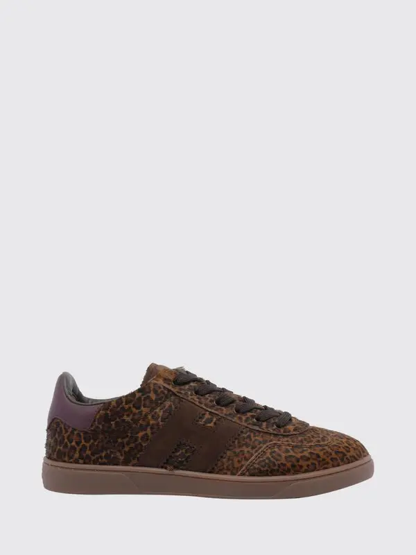 Hogan Leopard Print Pony Hair Sneakers With Side H Logo