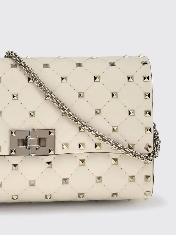Valentino Garavani Rockstud Quilted Nappa Crossbody Bag - Ivory