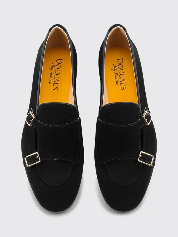 DOUCAL'S Double Monk Strap Loafers - Black