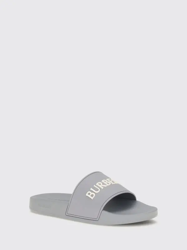 Burberry Rubber Slides With Contrasting Lettering Logo - Grey