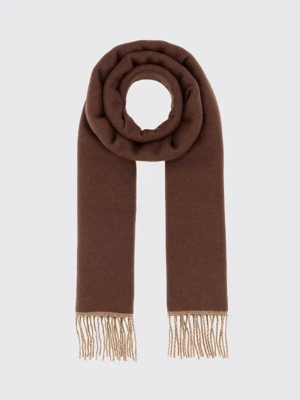 Valentino Garavani Vlogo Signature Pure Cashmere Scarf With Fringed Edges - Brown
