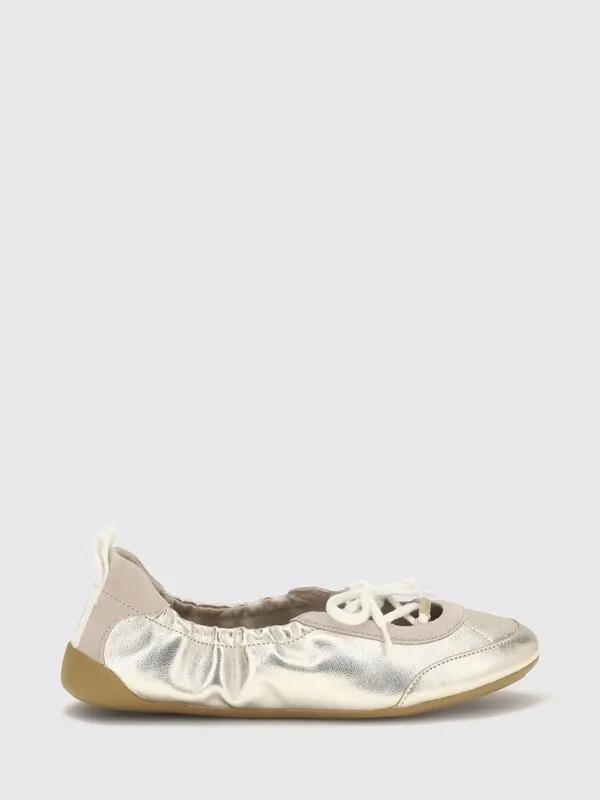 Chloé Kick Ruched Laminated Calfskin Leather Ballet Flats - Silver