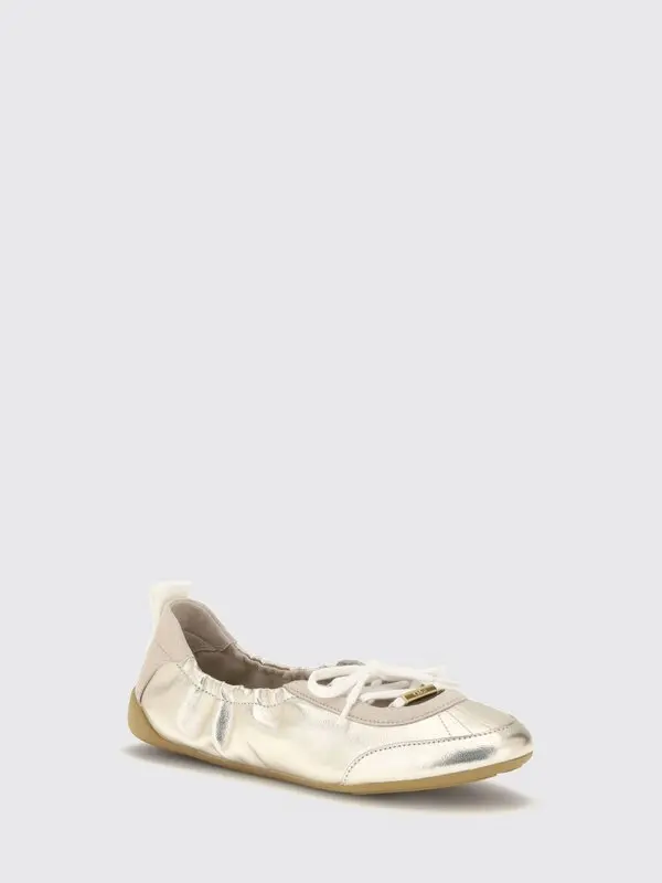 Chloé Kick Ruched Laminated Calfskin Leather Ballet Flats - Silver