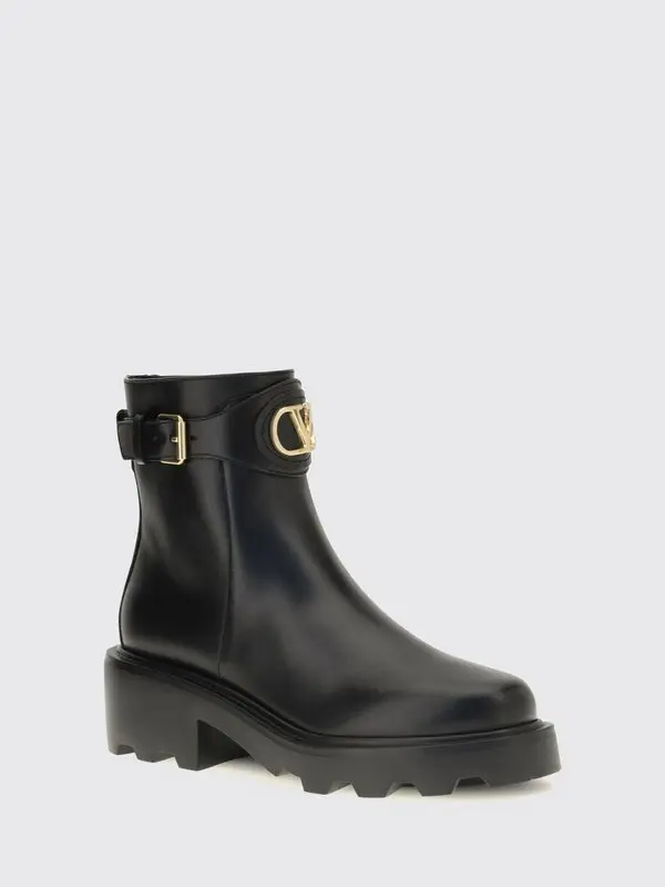 Valentino Garavani Leather Ankle Boots With Buckle Detail