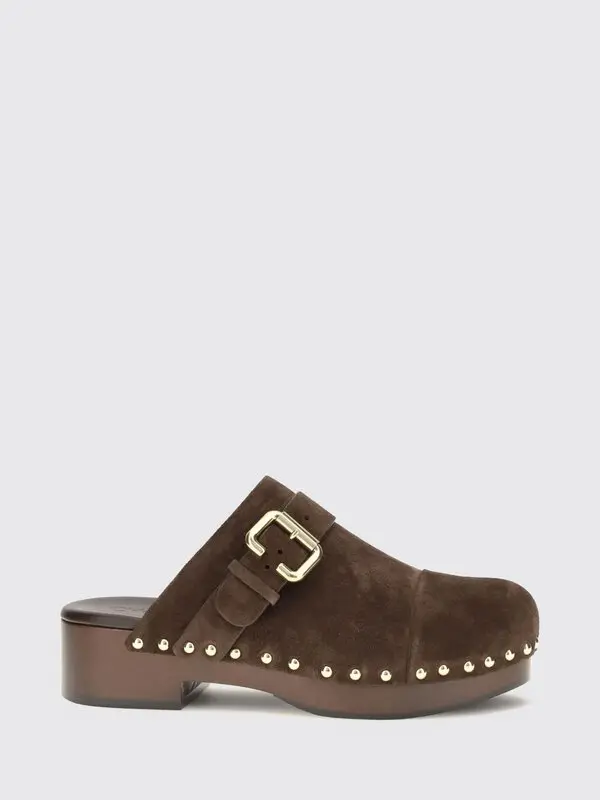 Chloé Jeannette Studded Suede Leather Mules With Adjustable Strap