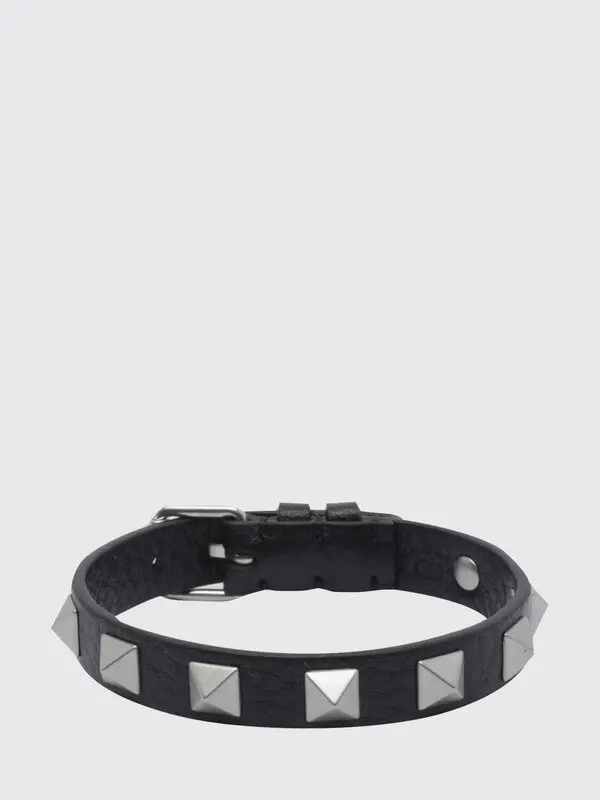 Valentino Garavani Rockstud Hammered Leather Bracelet - Black