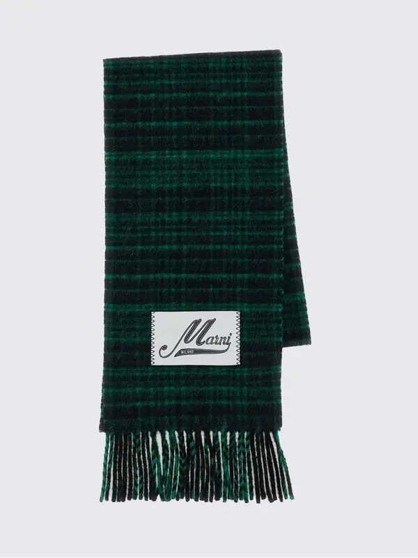 Marni Check-pattern Virgin Wool And Alpaca-blend Scarf With Logo Patch - Multicolor