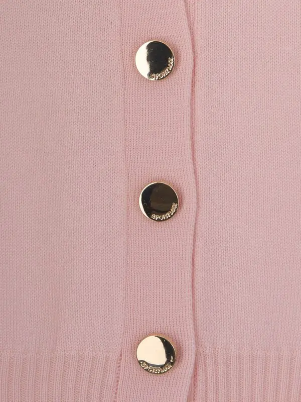 Sportmax Virgin Wool Polo Cardigan With Metallic Buttons - Pink