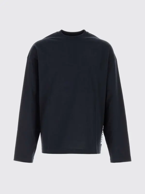 JIL SANDER Long-sleeved Cotton T-shirt With Contrast Logo - Blue