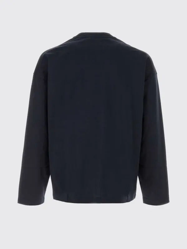 JIL SANDER Long-sleeved Cotton T-shirt With Contrast Logo - Blue