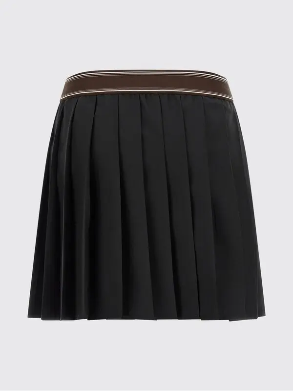 Versace Pleated Wool And Mohair Mini Skirt With High Logo Waistband