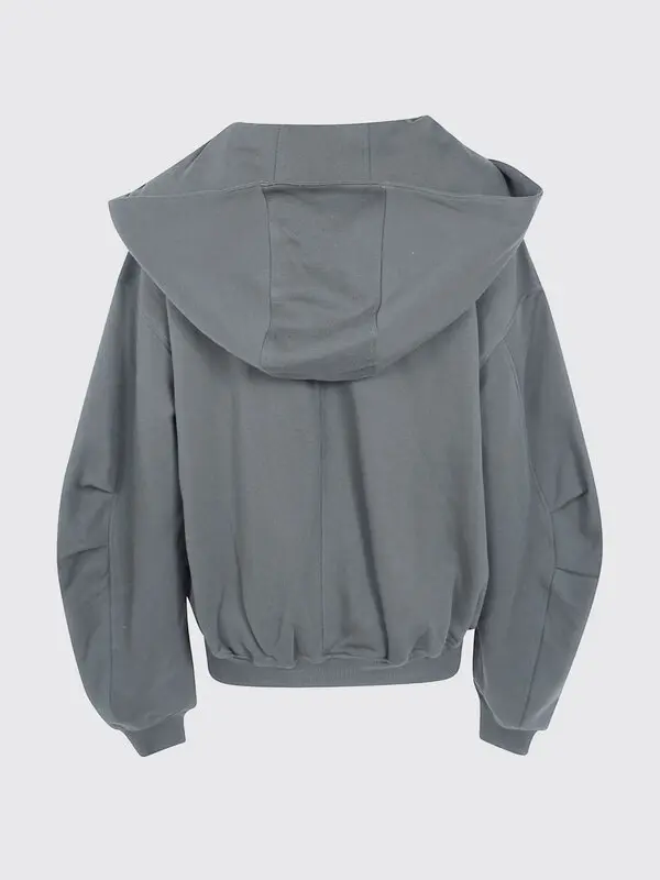 Attico Oversized Zip-up Cotton Hoodie With Contrast Logo