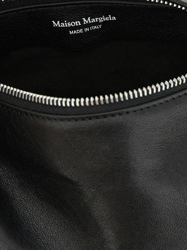 MAISON MARGIELA Small East West Tumbled Lambskin Shoulder Bag - Black