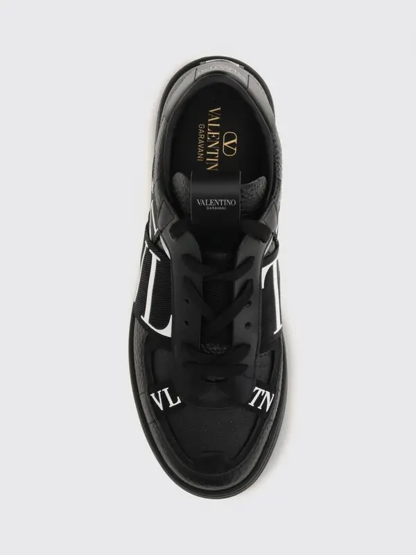 Valentino Garavani Vl7n Smooth Calf Leather Sneakers With Printed Logo - Black