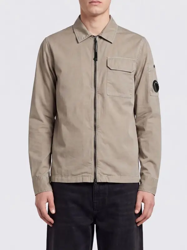 C.P. COMPANY Cotton Shirt Jacket With Patch Pocket And Applied Logo