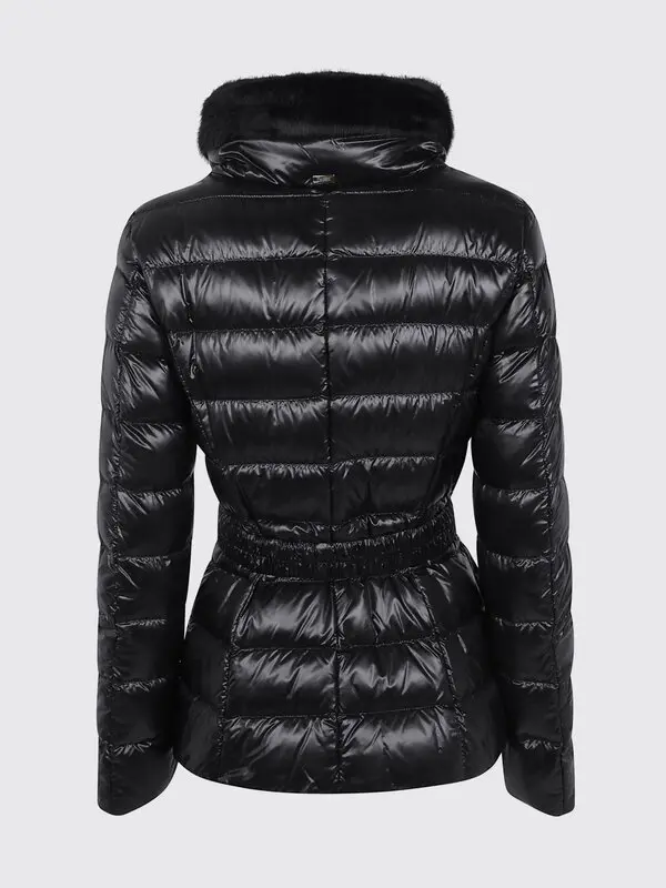 Herno Slim Fit Quilted Nylon Puffer Jacket With Fur Collar And Belt
