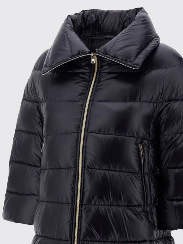 Herno Long Quilted Nylon Puffer Coat With Funnel Neck And Zip Closure