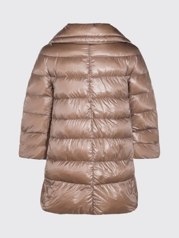 Herno Long Quilted Nylon Puffer Coat With Funnel Neck And Zip Closure - Dove Grey
