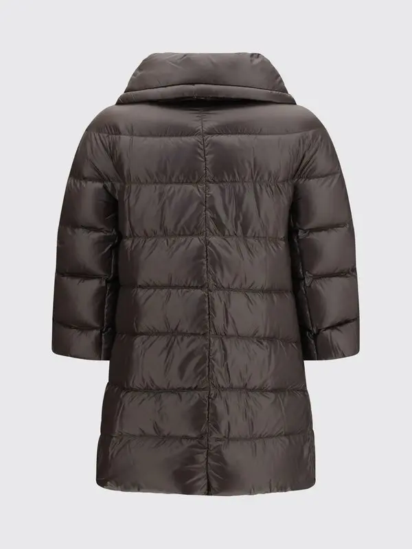 Herno Long Quilted Nylon Puffer Coat With Funnel Neck And Zip Closure - Grey