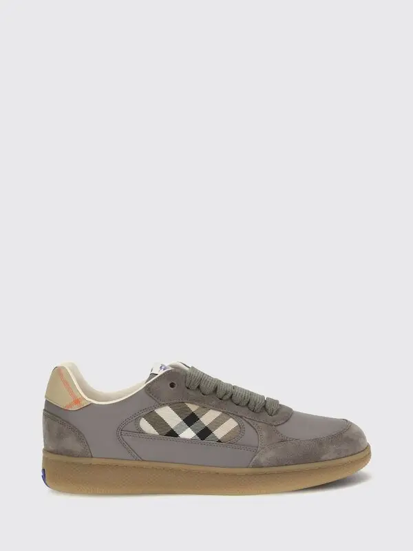 Burberry Terrace Leather And Suede Sneakers With Vintage Check Motif