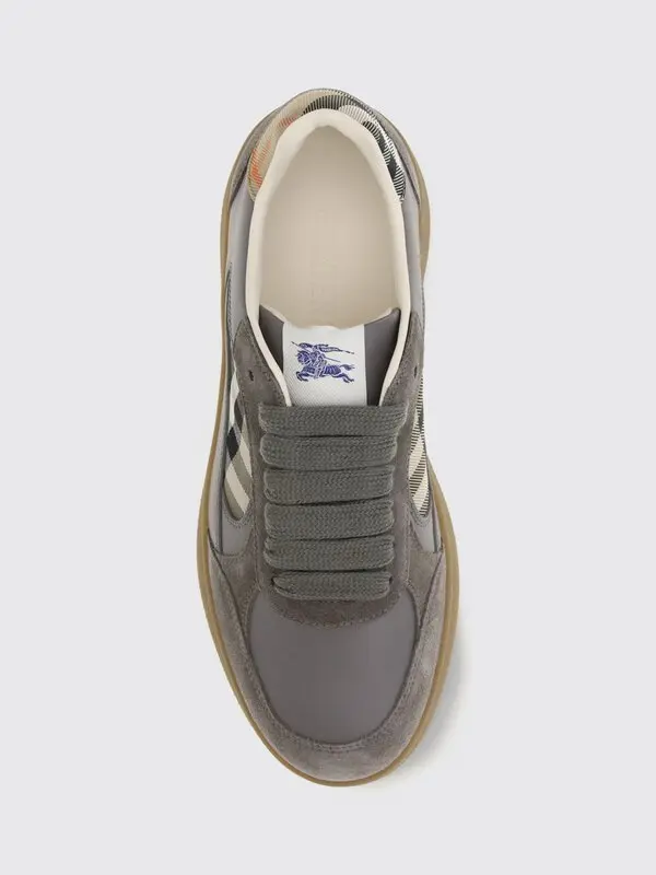 Burberry Terrace Leather And Suede Sneakers With Vintage Check Motif
