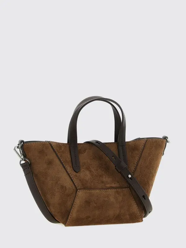 Brunello Cucinelli Small Suede Handbag With Monili Embellishment - Brown