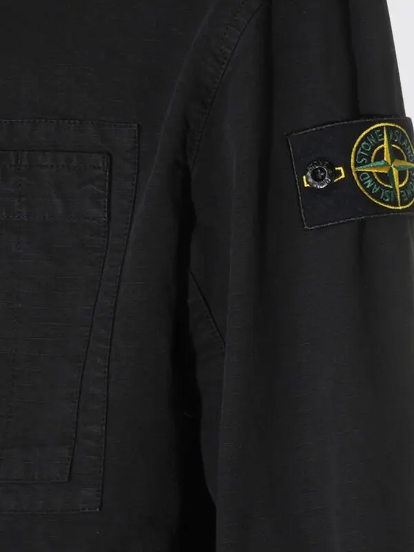 Stone Island Ripstop Nylon Hooded Bomber Jacket With Compass Logo - Black