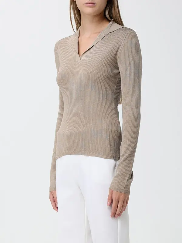 Max Mara Ribbed Silk And Cashmere Knit Polo - Beige